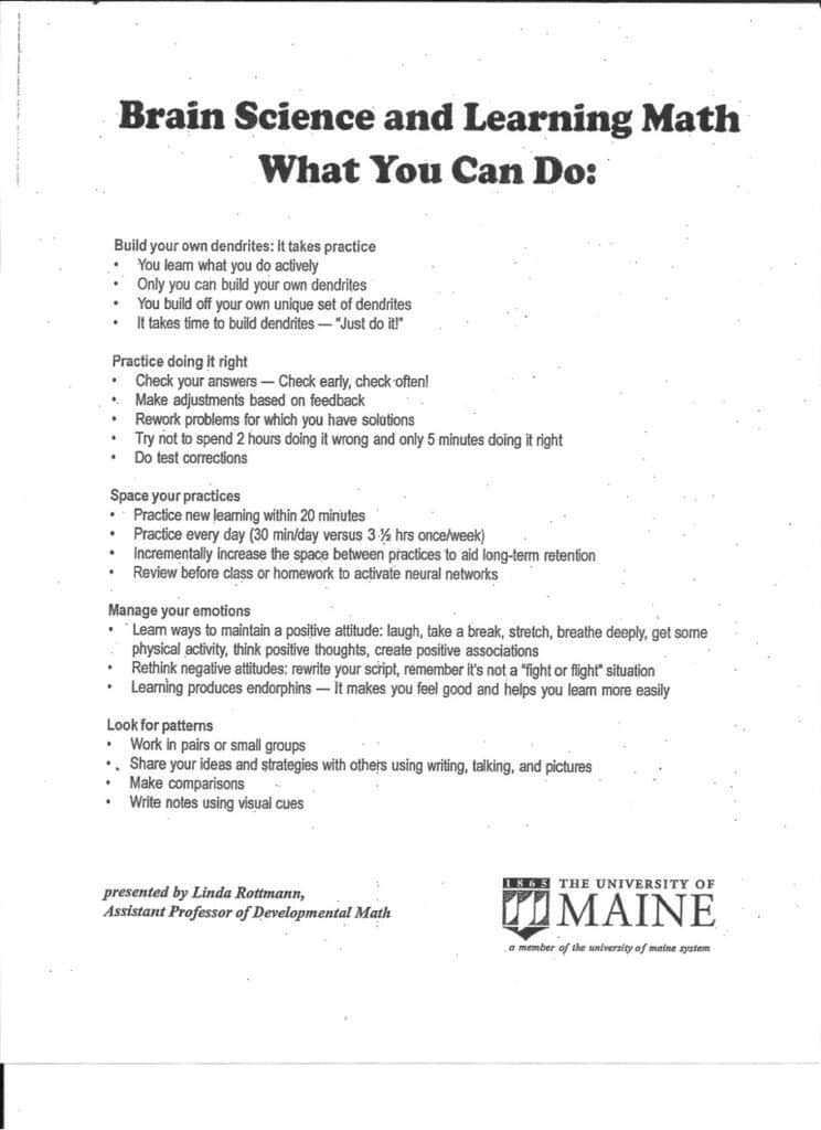Brain Science and Learning Math - Complementary Mathematics